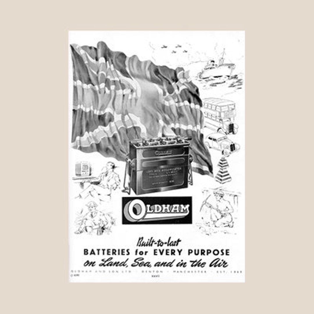 Vintage Aviation Poster Oldham Batteries Oldham & Sons Ltd 1940's WW2 ...