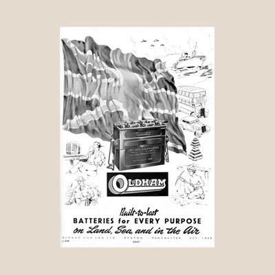 Vintage Aviation Poster - Oldham Batteries Oldham & Sons Ltd 1940's WW2 ...