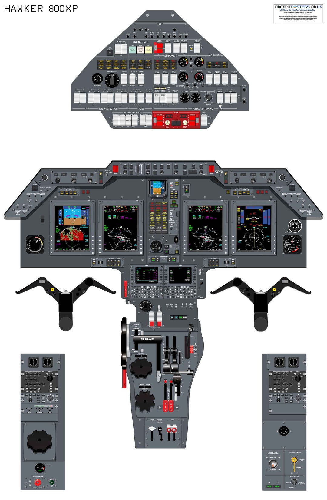 Hawker 800XP Cockpit Poster - Etsy
