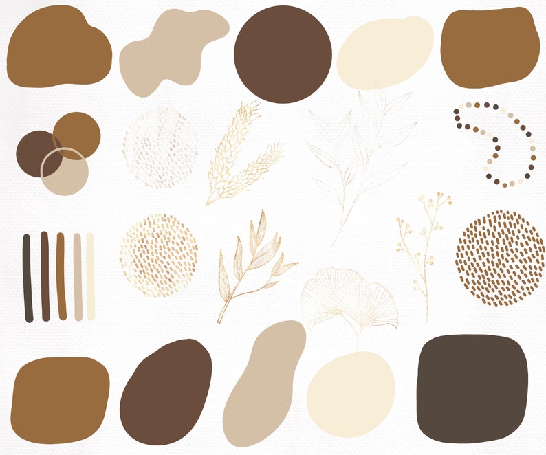 Boho Clipart Set Abstract Elements PNG Modern Boho Bundle - Etsy