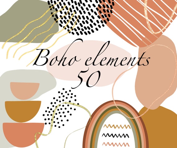 Boho Forms PNG Bundle Abstract Elements Clipart Modern | Etsy
