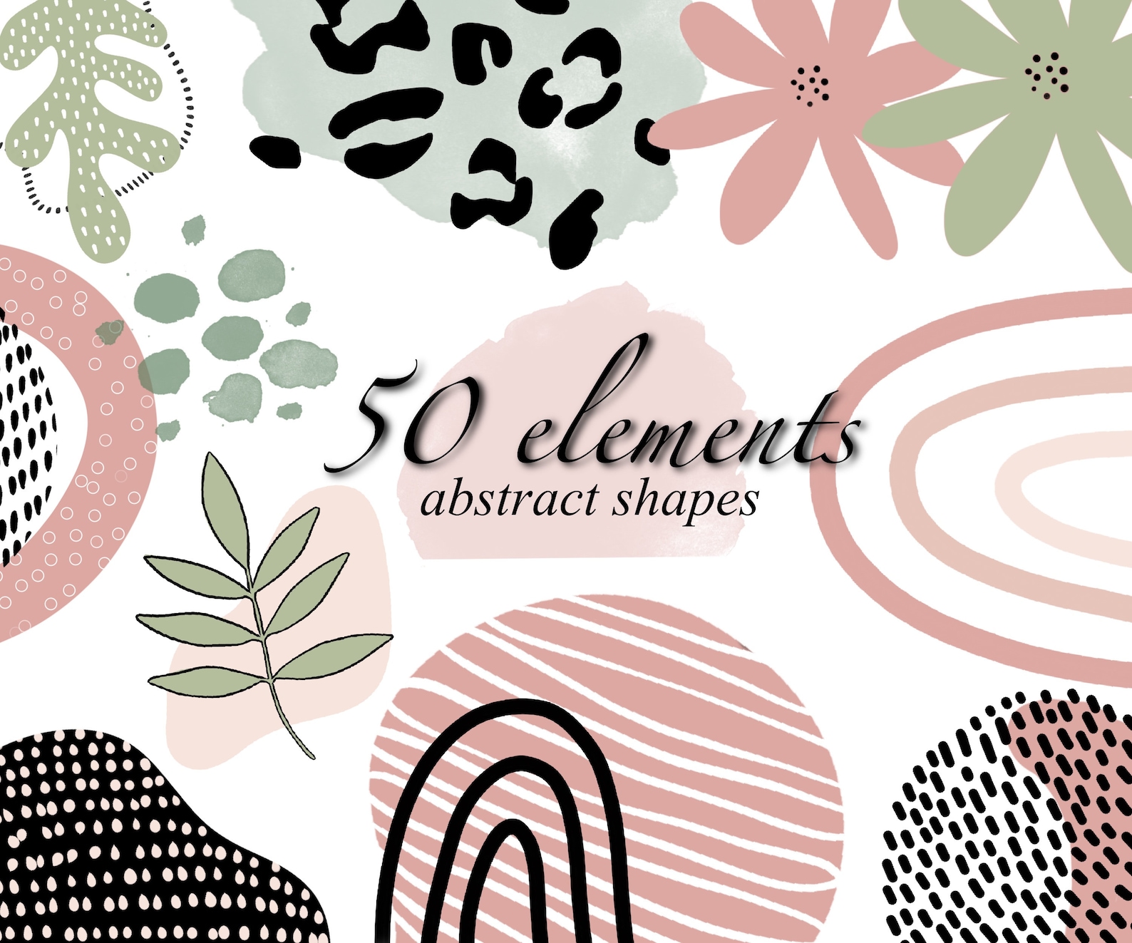 Boho Abstract Shapes Floral Abstract PNG Clipart Abstract - Etsy