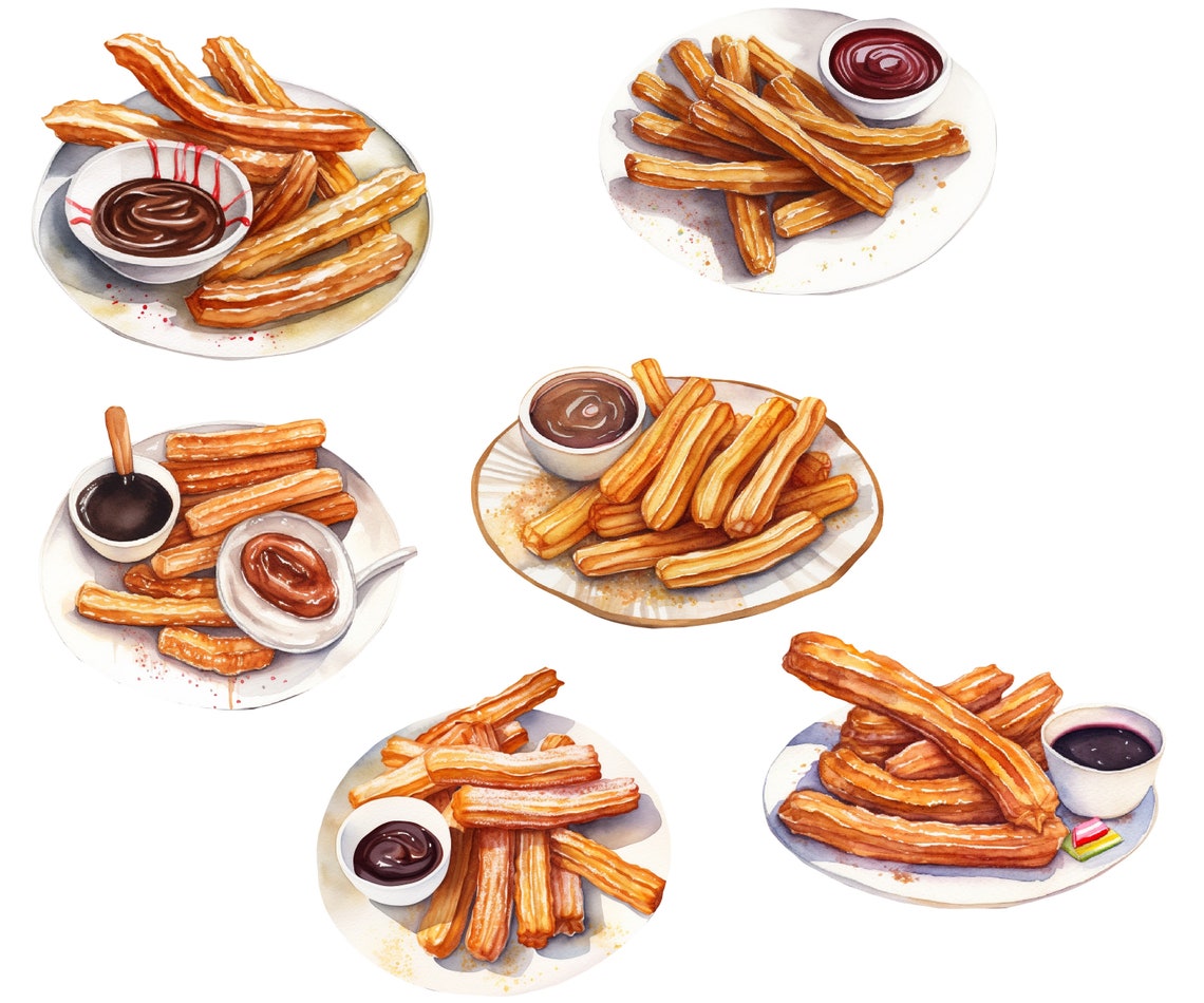 Set of Watercolor Churros. Churros PNG. Churros Graphics. Churros ...