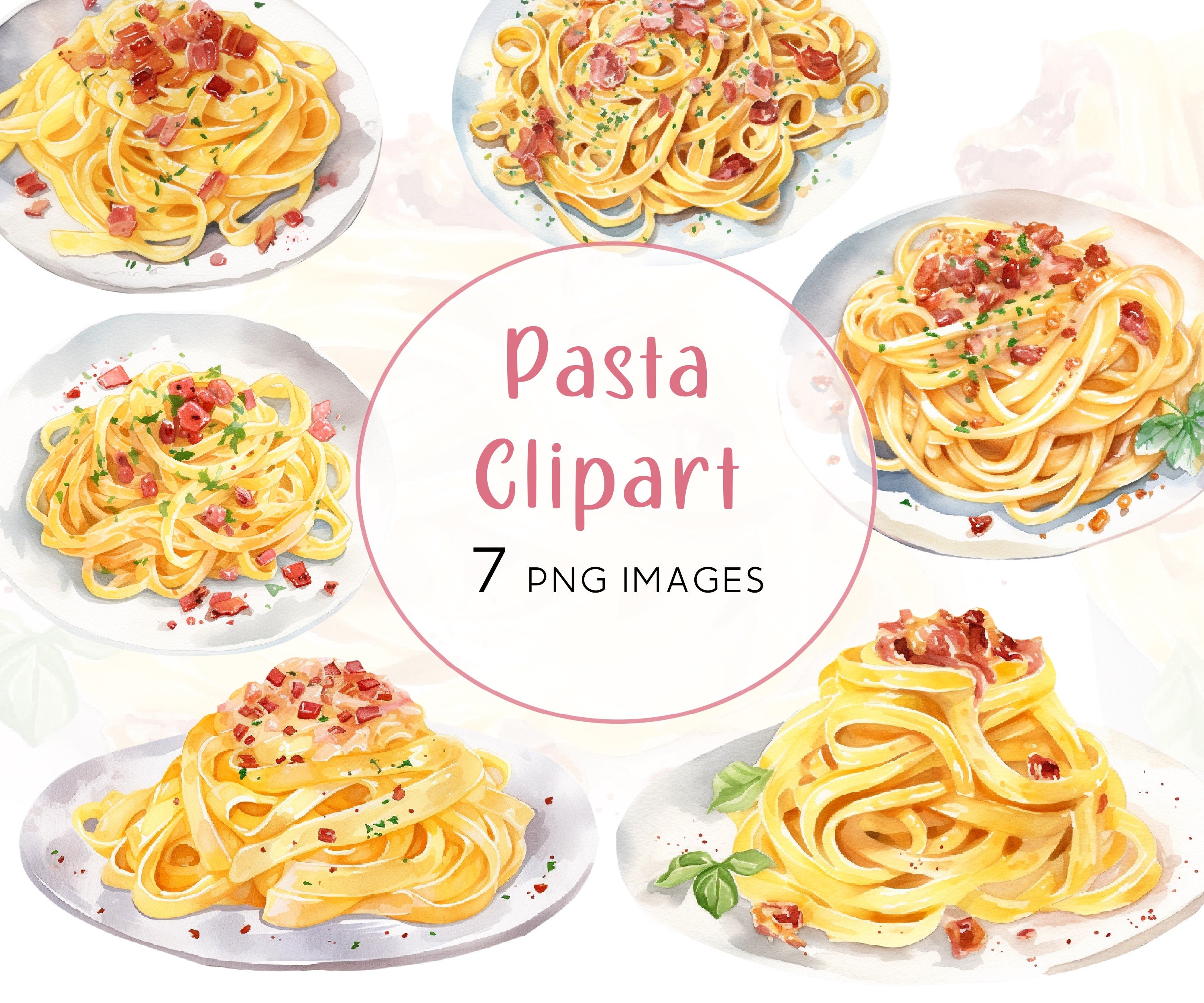 7 Pasta Clipart Set in Transparent PNG. Watercolor Pasta - Etsy Canada