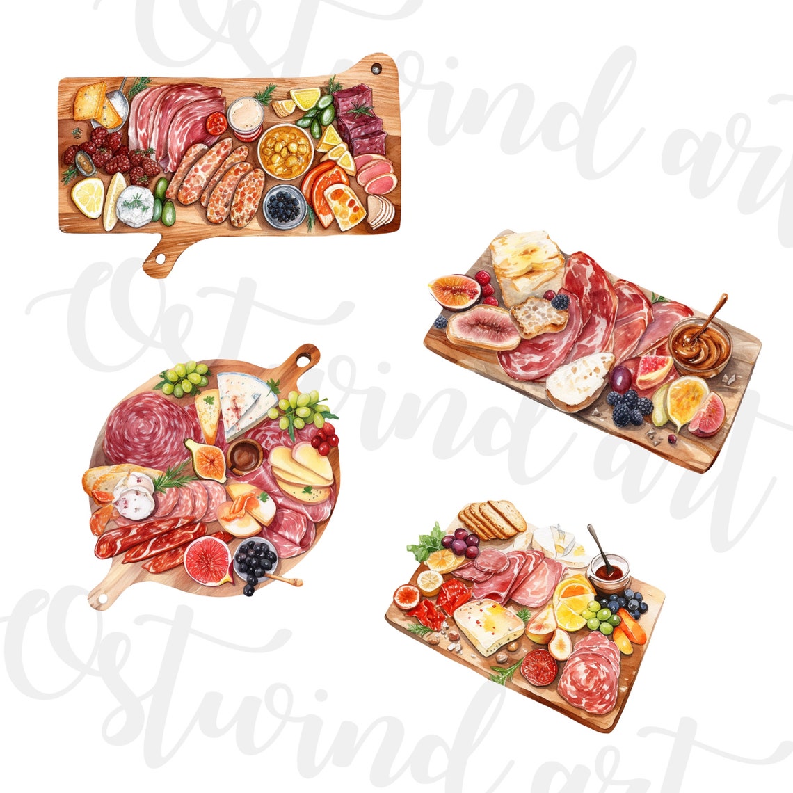Watercolour Charcuterie Board Clipart Bundle. Meat Board. Food - Etsy