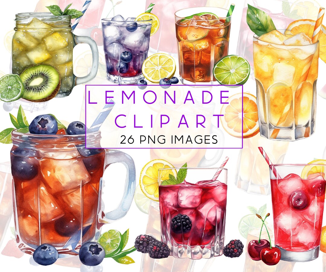 Watercolor Iced Tea Clipart. Watercolor Lemon Tea Mug.summer Berries ...
