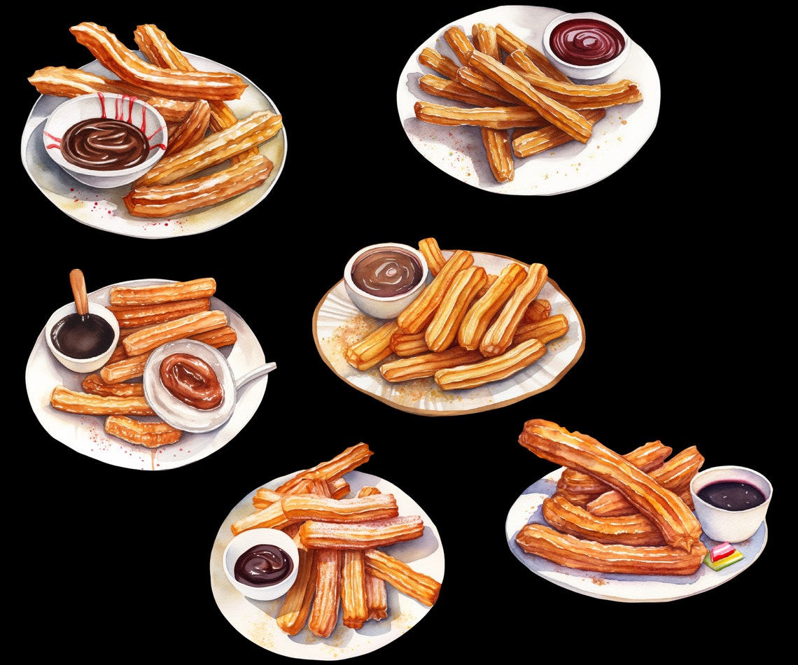 Set of Watercolor Churros. Churros PNG. Churros Graphics. Churros ...