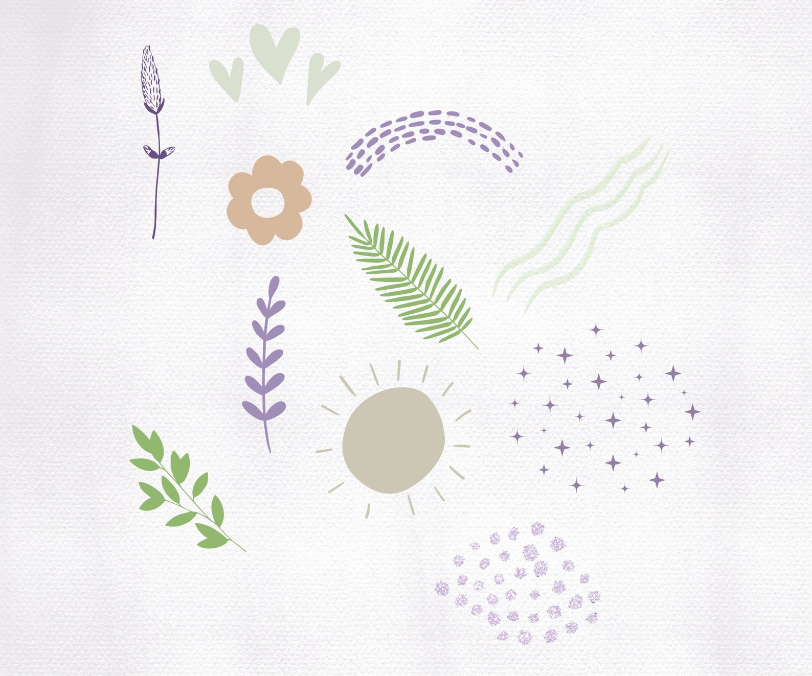 Boho Abstract Shapes, Floral Abstract PNG Clipart, Abstract Boho Clipart, Modern Boho Collage ...