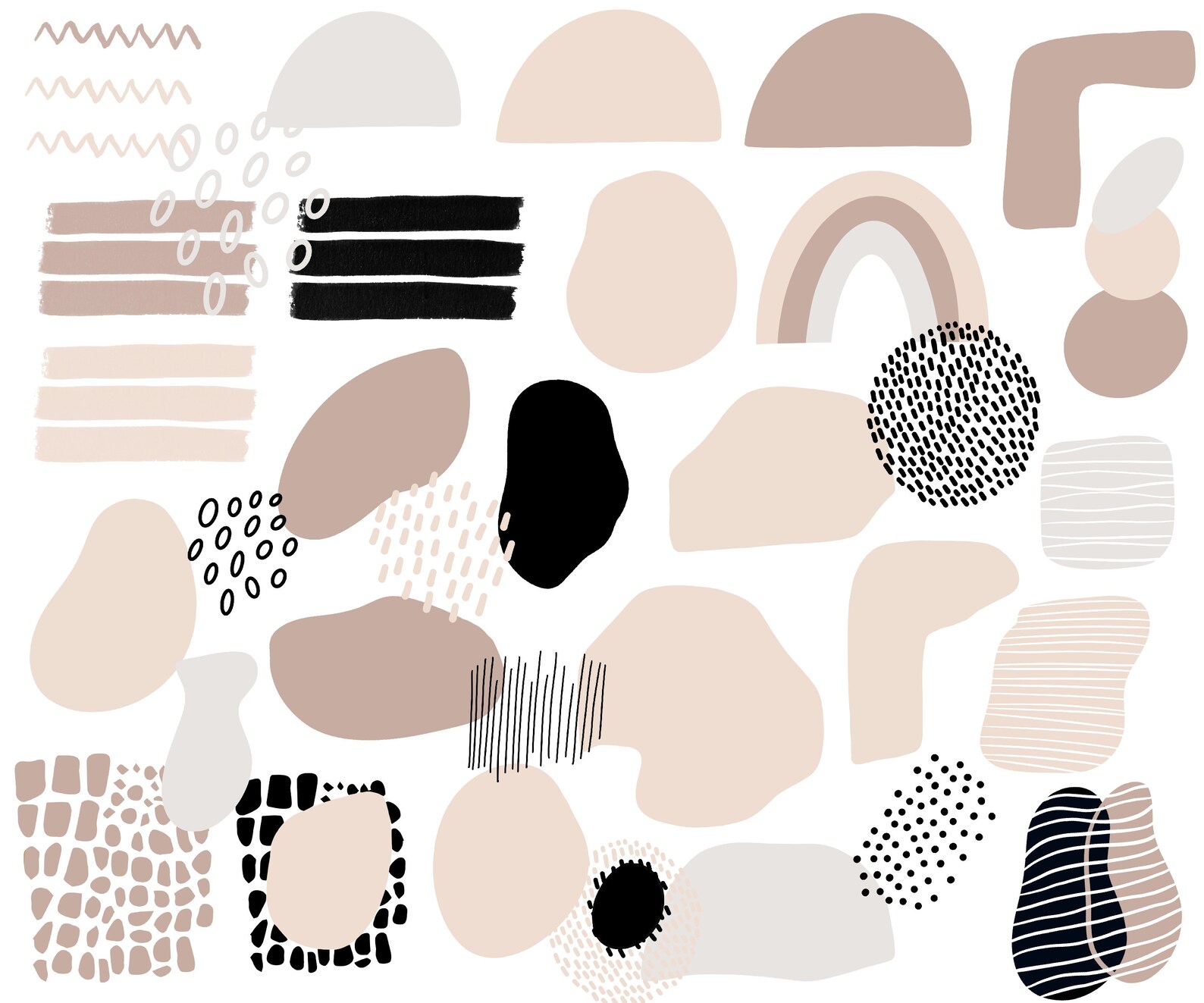Boho Clipart Set Abstract Elements PNG Modern Boho Bundle | Etsy