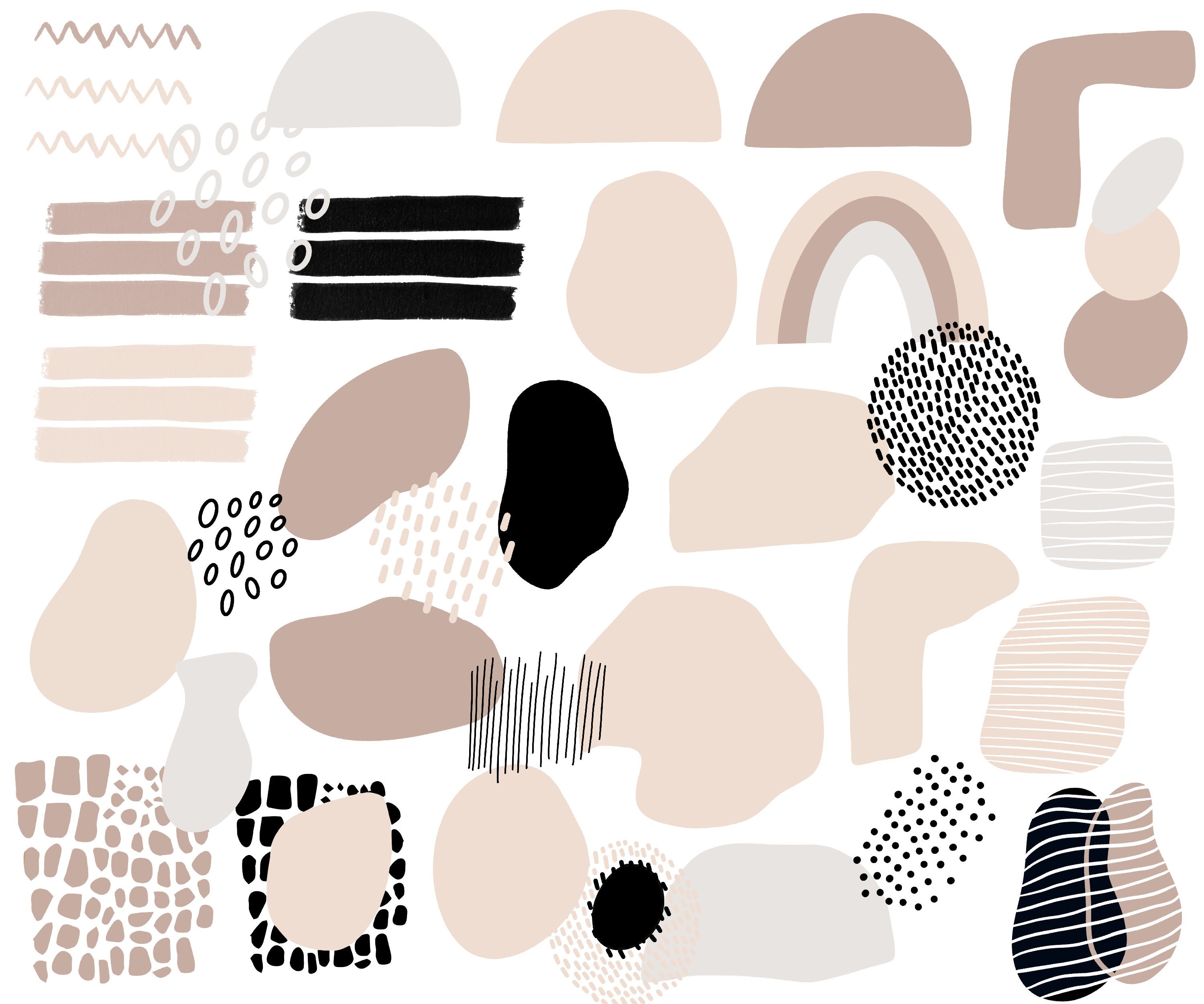 Boho Clipart Set Abstract Elements PNG Modern Boho Bundle | Etsy