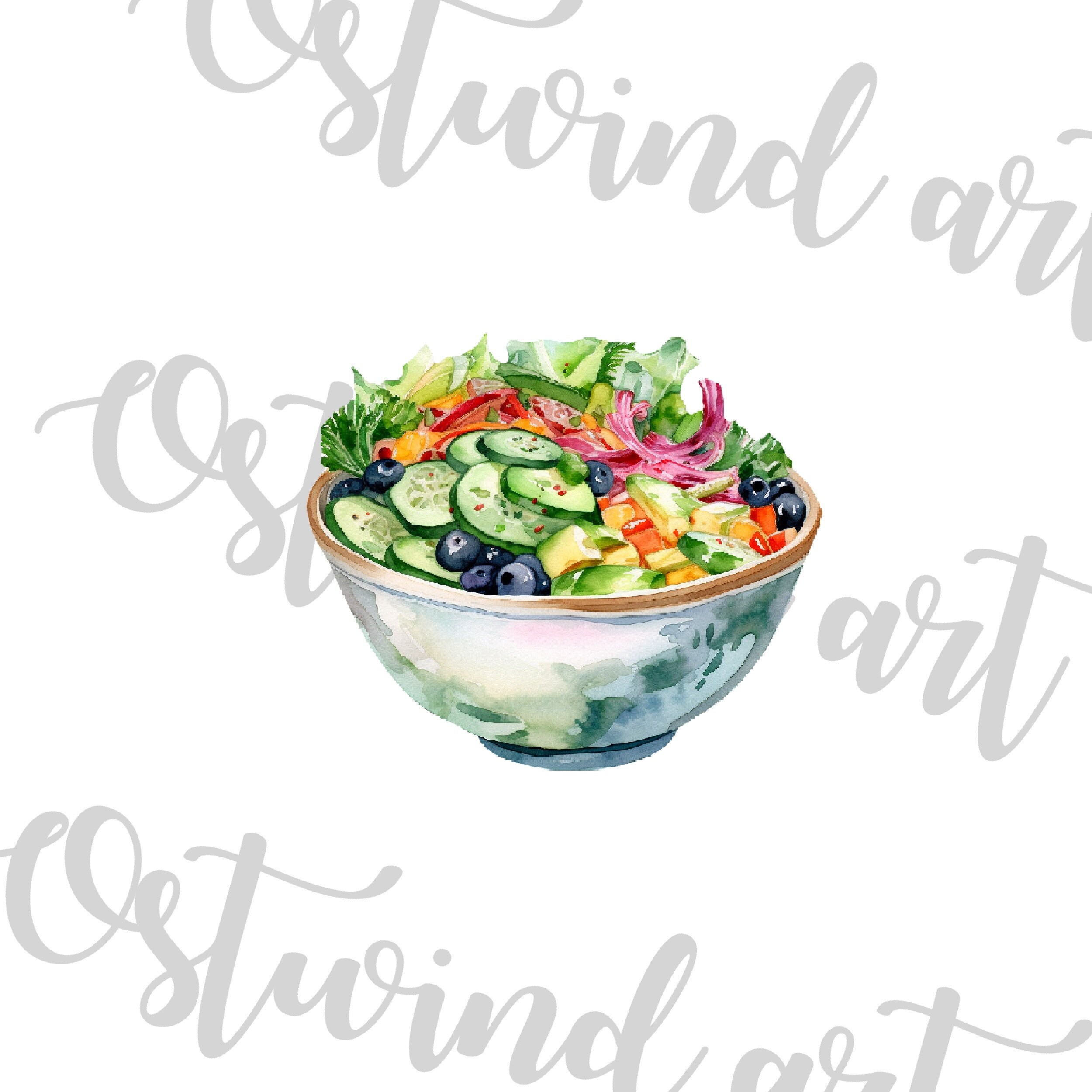 Watercolor Healthy Bowl Clipart Bundle, Fruit Bowl Digital Images ...