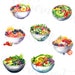 Watercolor Healthy Bowl Clipart Bundle, Fruit Bowl Digital Images ...