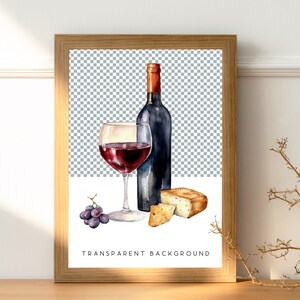 Set of 17 Watercolor Wine Clipart in Transparent Png Format. Alcolhol ...