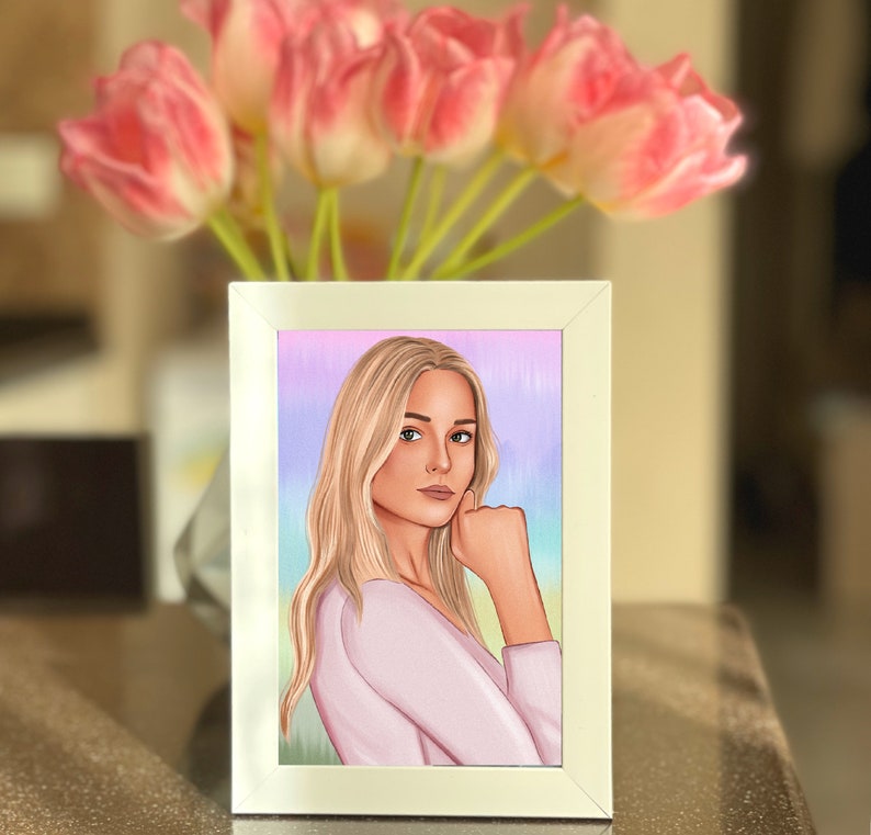 Digital Portrait Illustration From Photo Custom Couples Portrait Realistic Fashion Logo