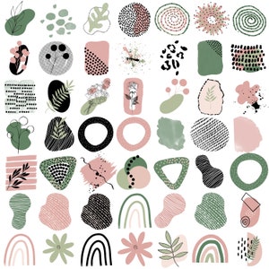 Boho Abstract Shapes, Floral Abstract PNG Clipart, Abstract Boho ...