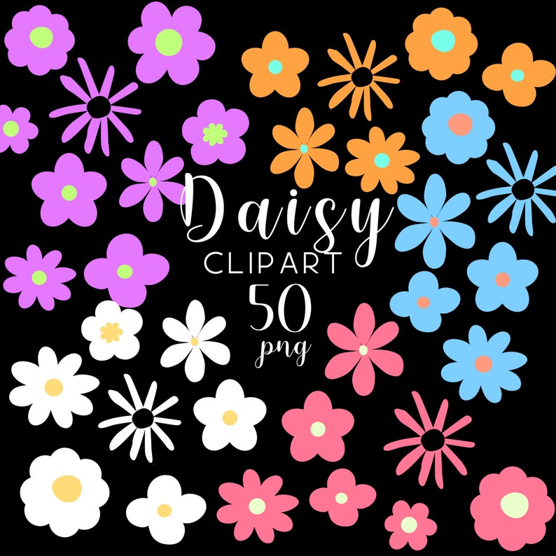 Daisy Flower Clipart. Daisy Split Monogram. Spring Flower PNG. Simple ...