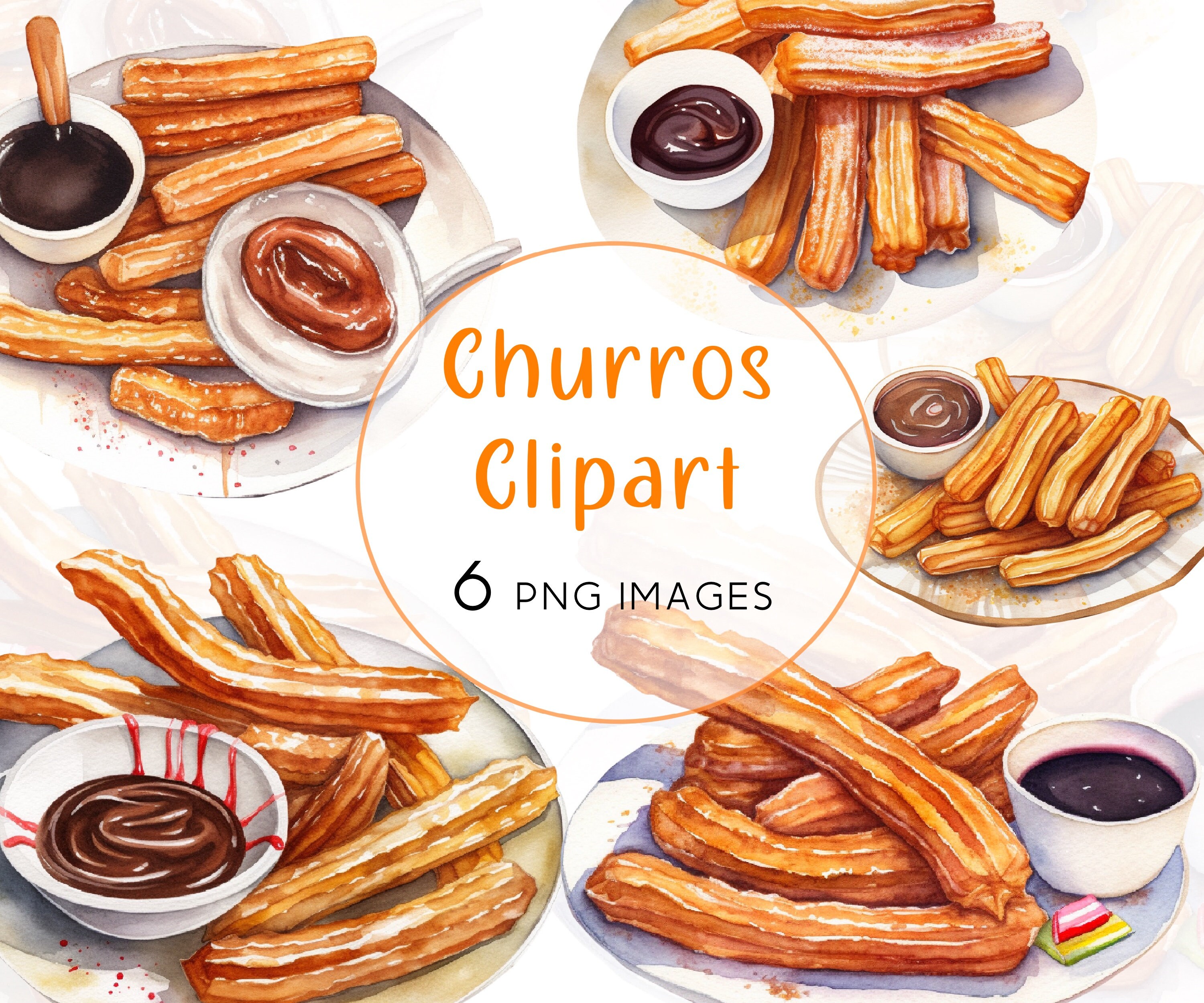 Set of Watercolor Churros. Churros PNG. Churros Graphics. Churros ...