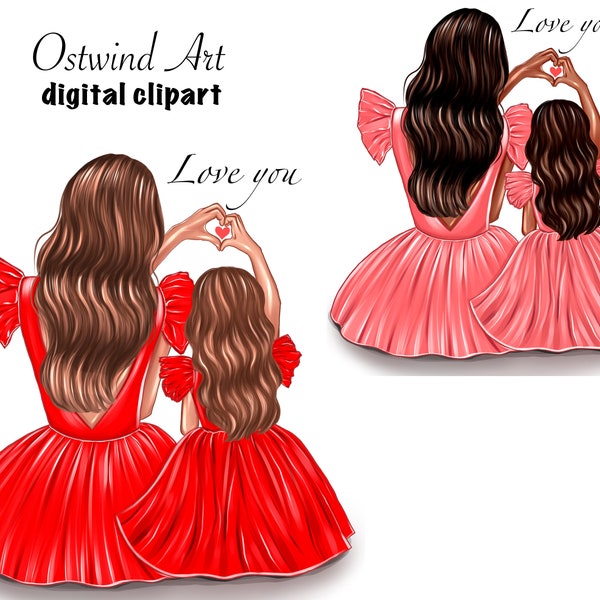 I Love Mom Clipart - Etsy