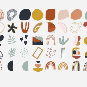 Boho Abstract Shapes, Floral Abstract PNG Clipart, Abstract Boho ...