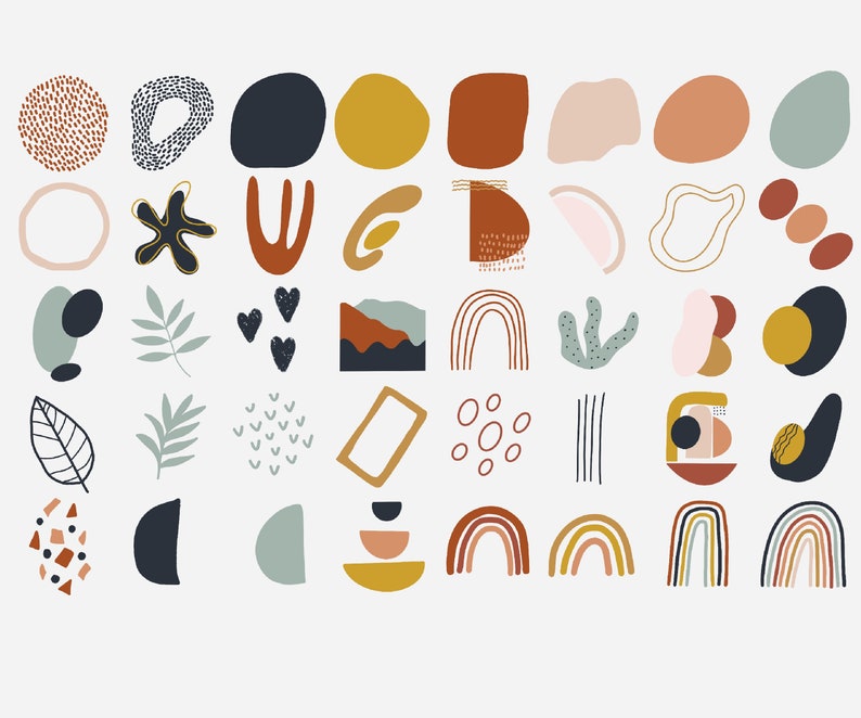 Boho Abstract Shapes, Floral Abstract PNG Clipart, Abstract Boho ...