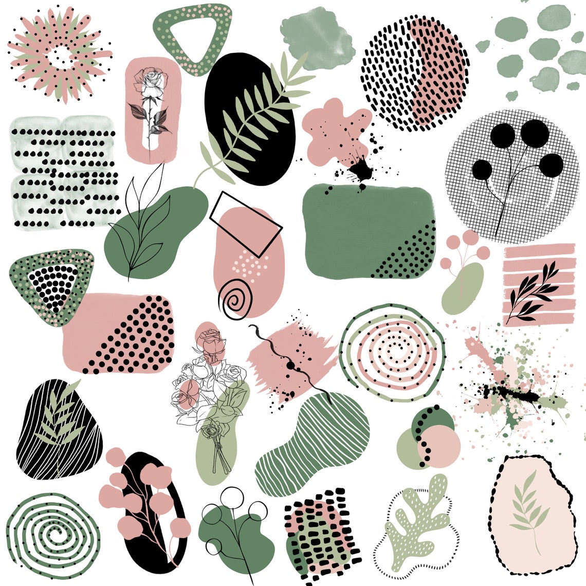 Boho Abstract Shapes Floral Abstract PNG Clipart Abstract - Etsy