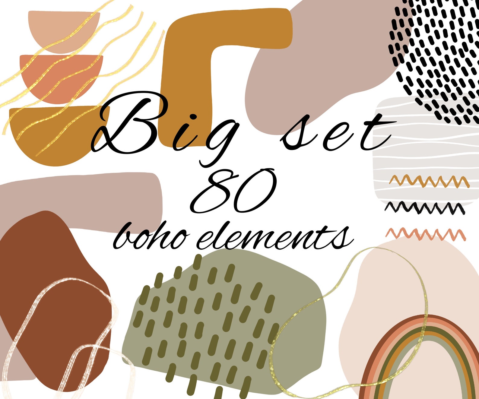 Boho Clipart Design Elements Boho Shapes Clipart Boho Bundle Png ...