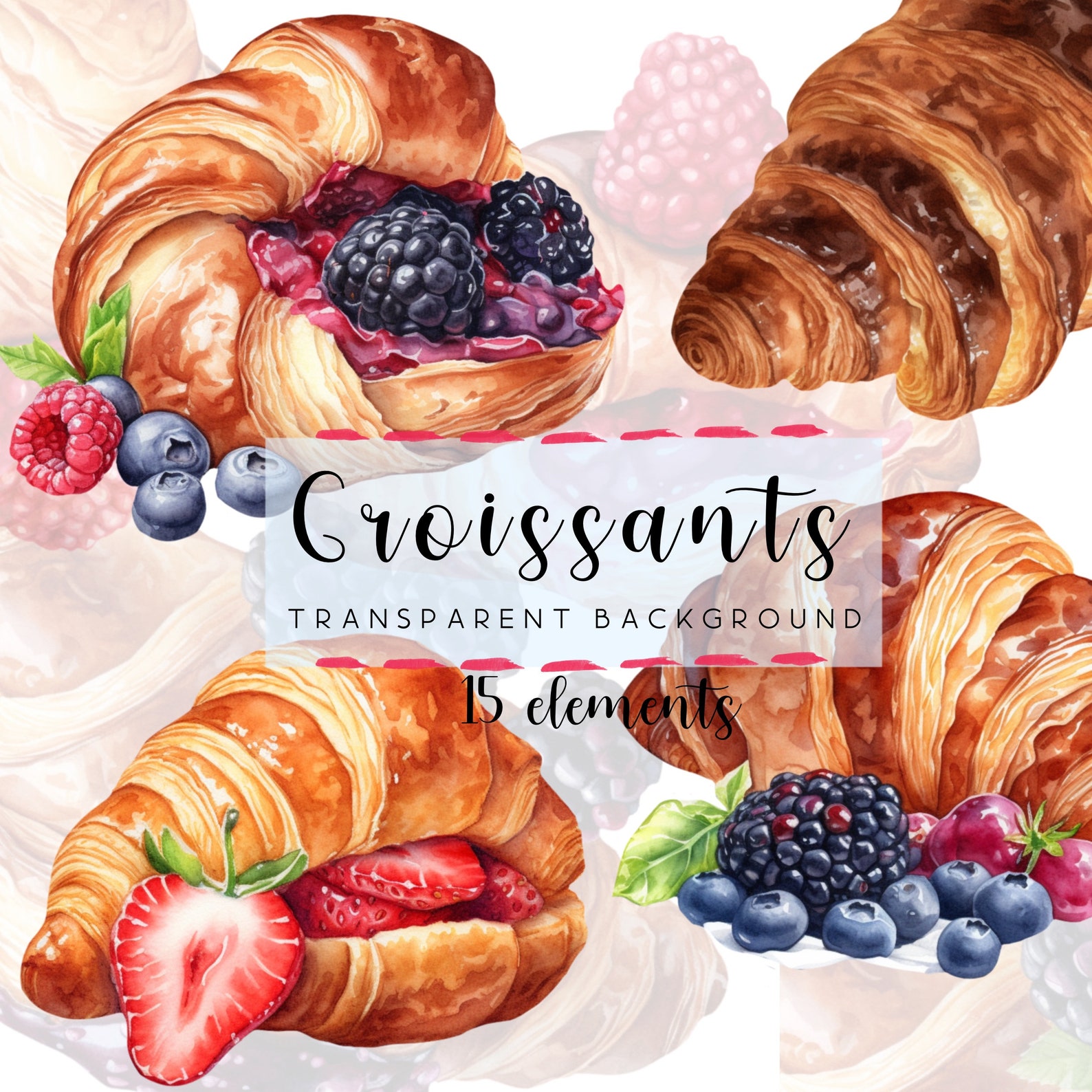 Watercolor Croissants Clipart. Croissant PNG. Watercolor Croissant ...