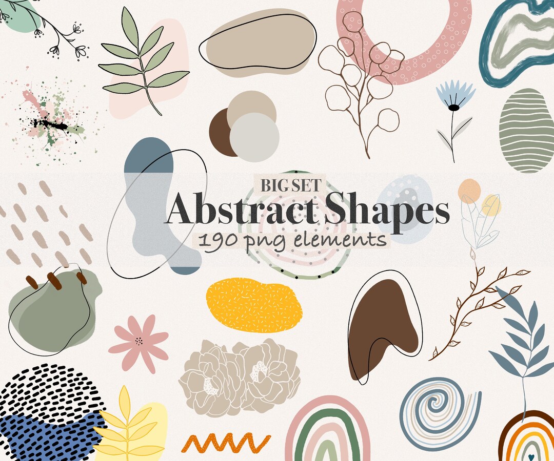 Boho Abstract Shapes, Floral Abstract PNG Clipart, Abstract Boho ...