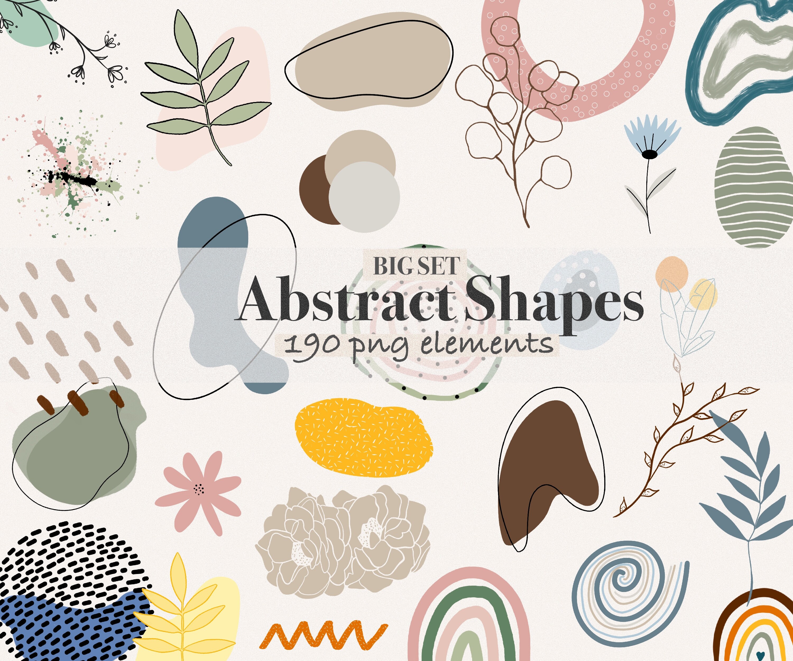 Boho Abstract Shapes Floral Abstract PNG Clipart Abstract - Etsy