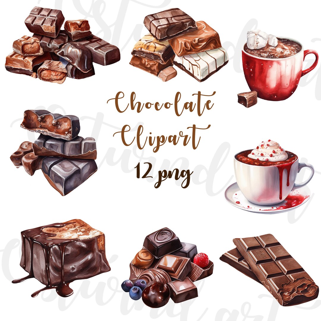 Watercolor Chocolate Clipart, Food Clipart Bundle, Chocolate Png ...