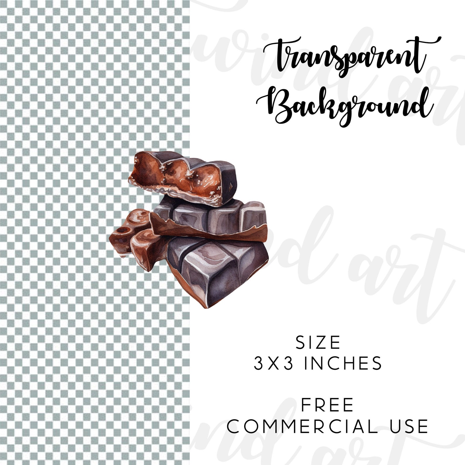 Watercolor Chocolate Clipart, Food Clipart Bundle, Chocolate Png ...