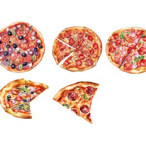 Watercolor Pizza Clipart in Transparent Background. Pizza Clipart ...