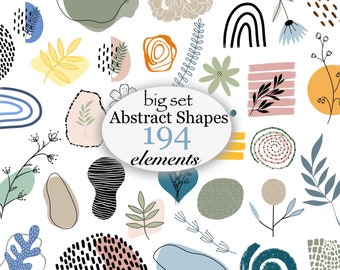 Boho Forms PNG Bundle Abstract Elements Clipart Modern | Etsy