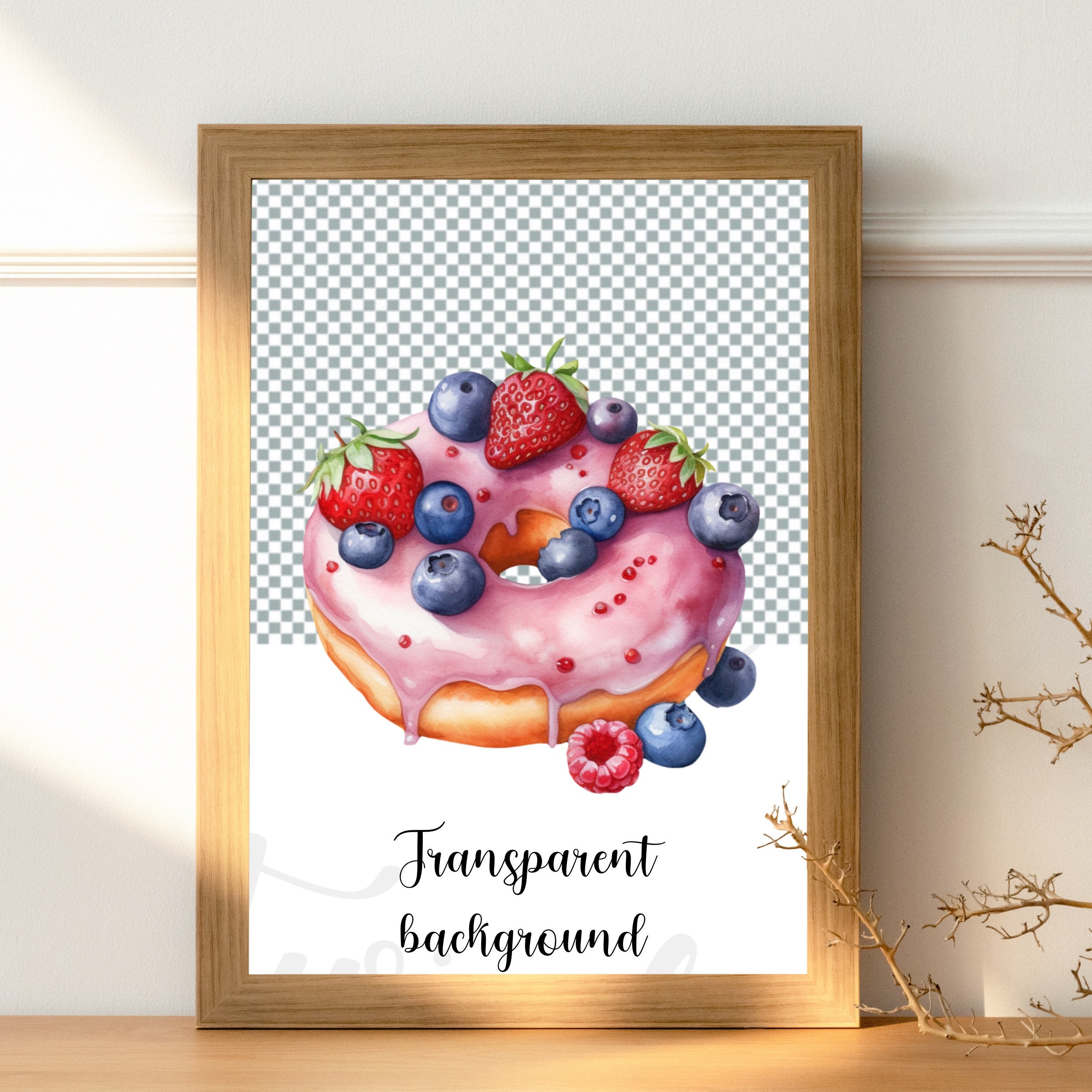 Watercolor Donut Clipart. Sweet Food Clipart. Commercial Use. Instant ...