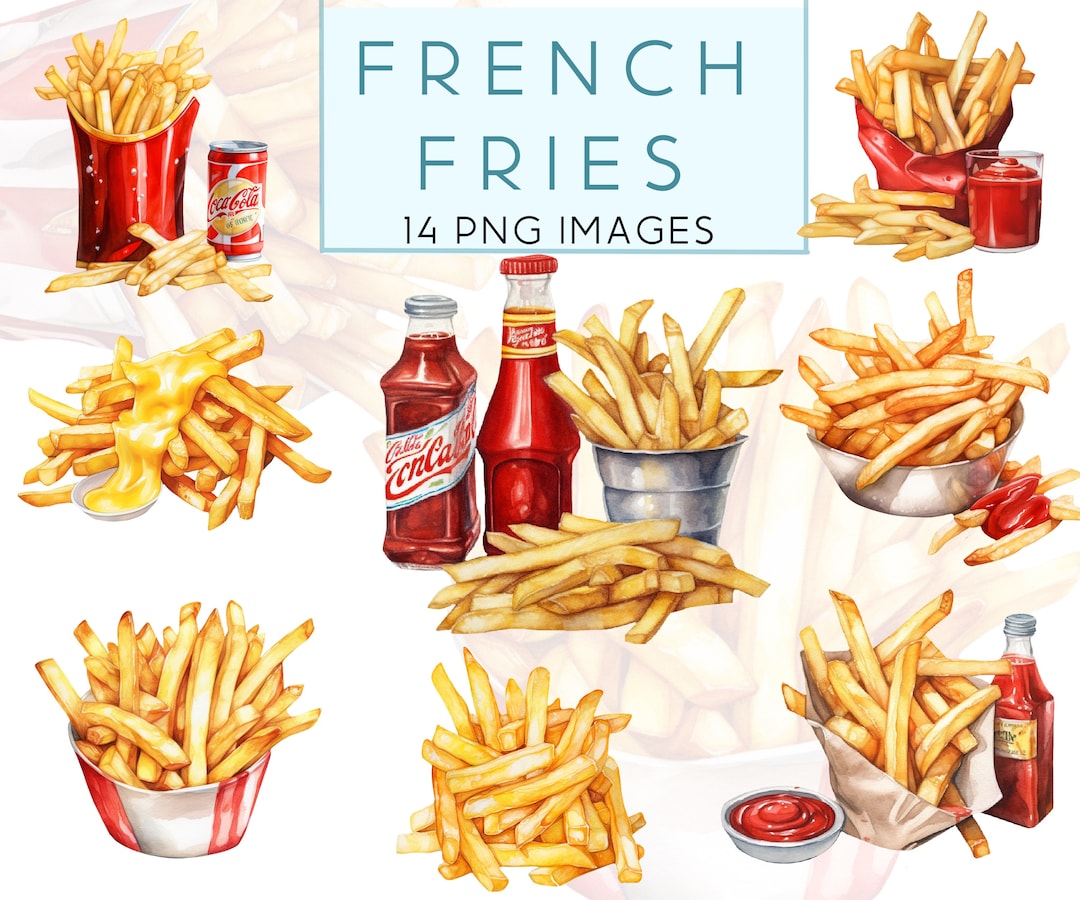 14 Watercolor French Fries Clipart Bundle. French Fries Png. PNG ...