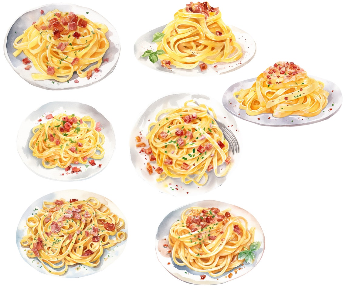 7 Pasta Clipart Set in Transparent PNG. Watercolor Pasta - Etsy