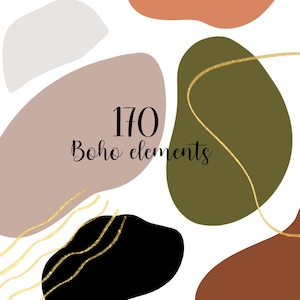 Boho Clipart Set, Abstract Elements PNG, Modern Boho Bundle, Boho ...