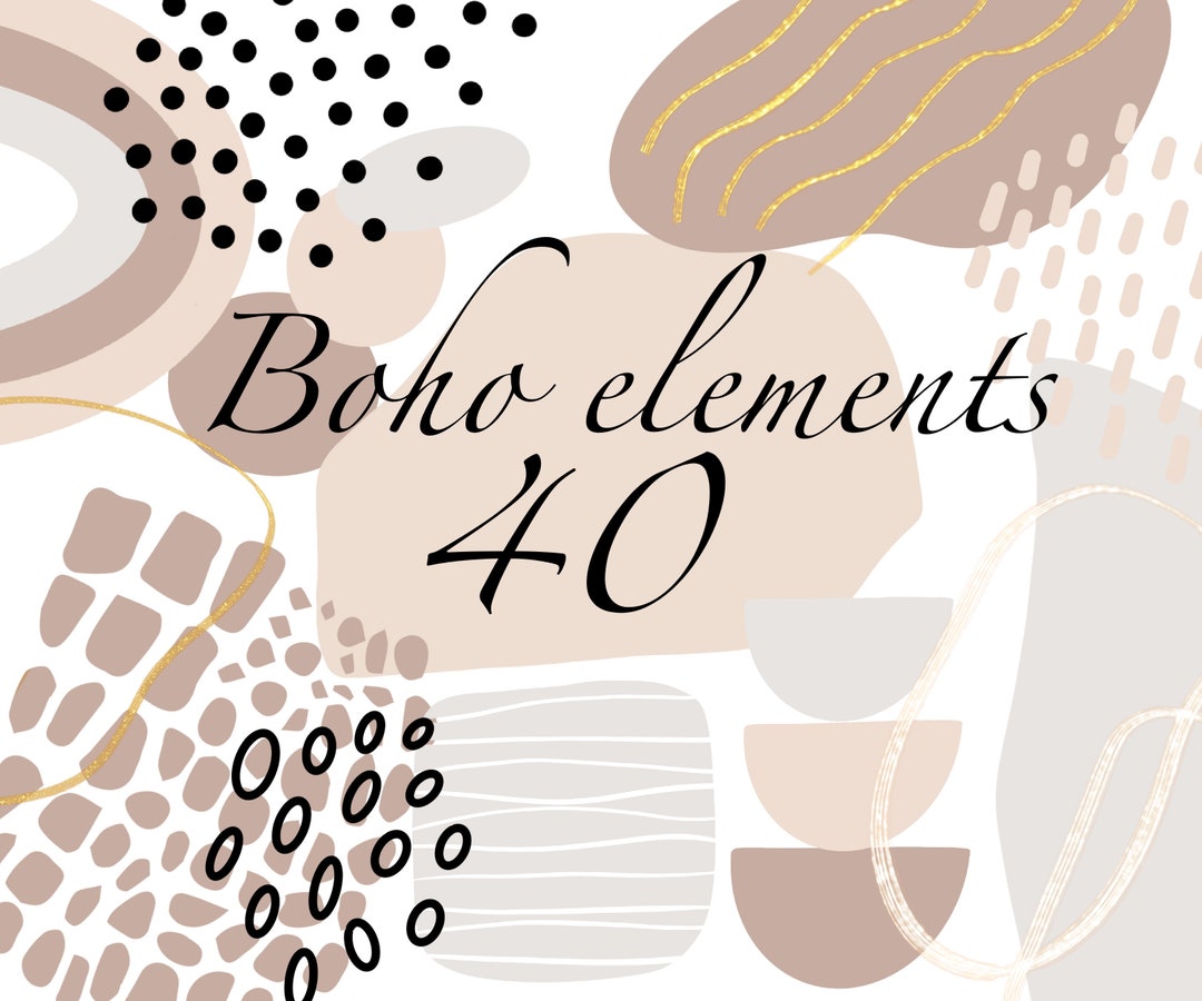 Boho Clipart Set Abstract Elements PNG Modern Boho Bundle - Etsy