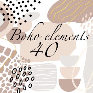 Boho Clipart Set Abstract Elements PNG Modern Boho Bundle | Etsy