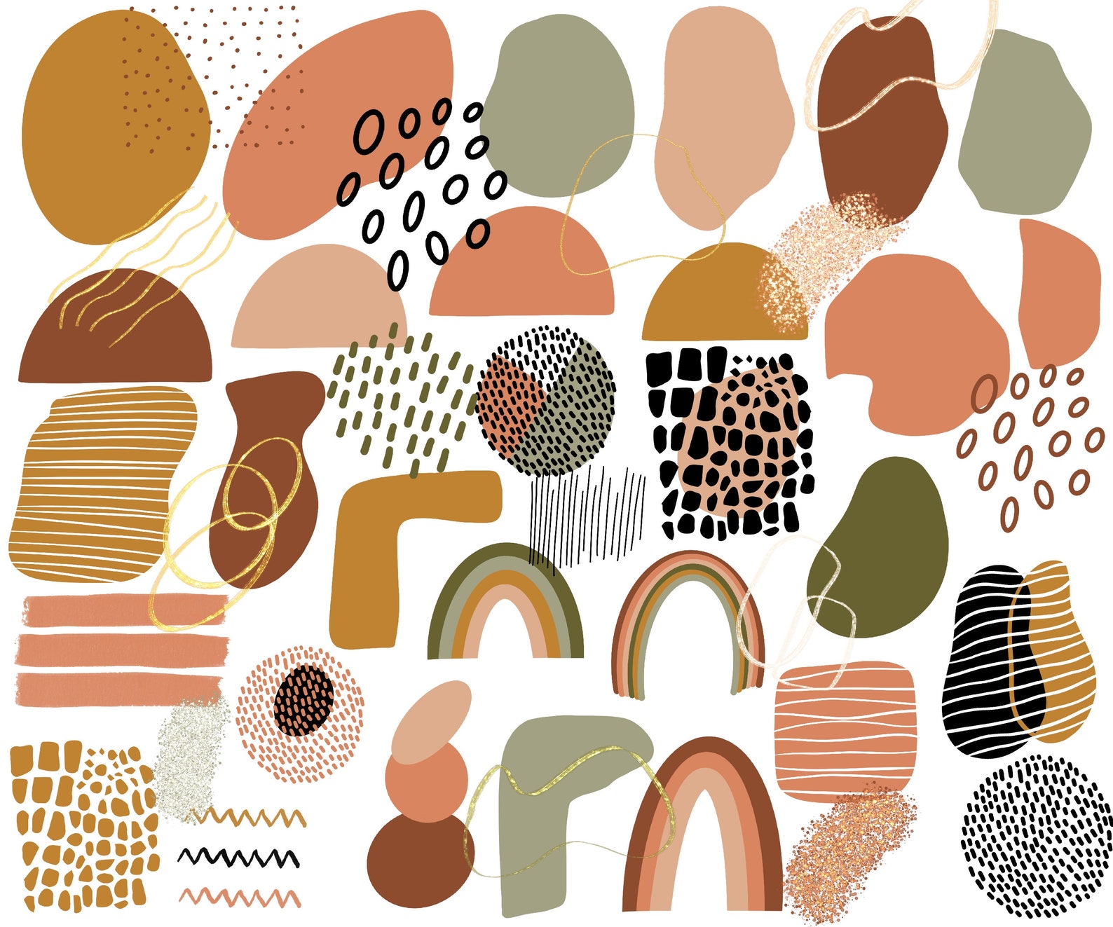 Boho Clipart Design Elements Boho Shapes Clipart Boho Bundle - Etsy