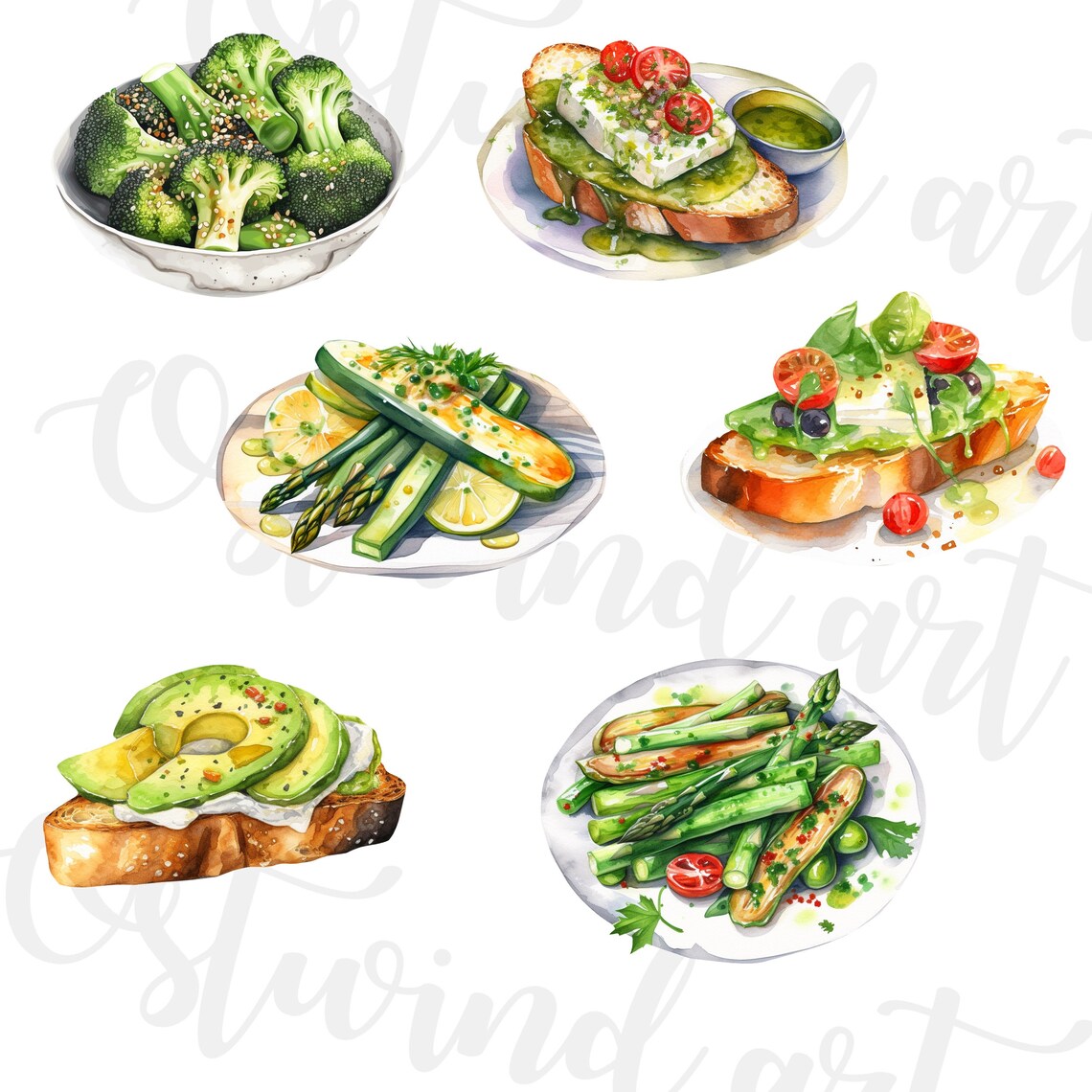 Watercolor Healthy Food Clipart Bundle Fruit Bowl Digital - Etsy