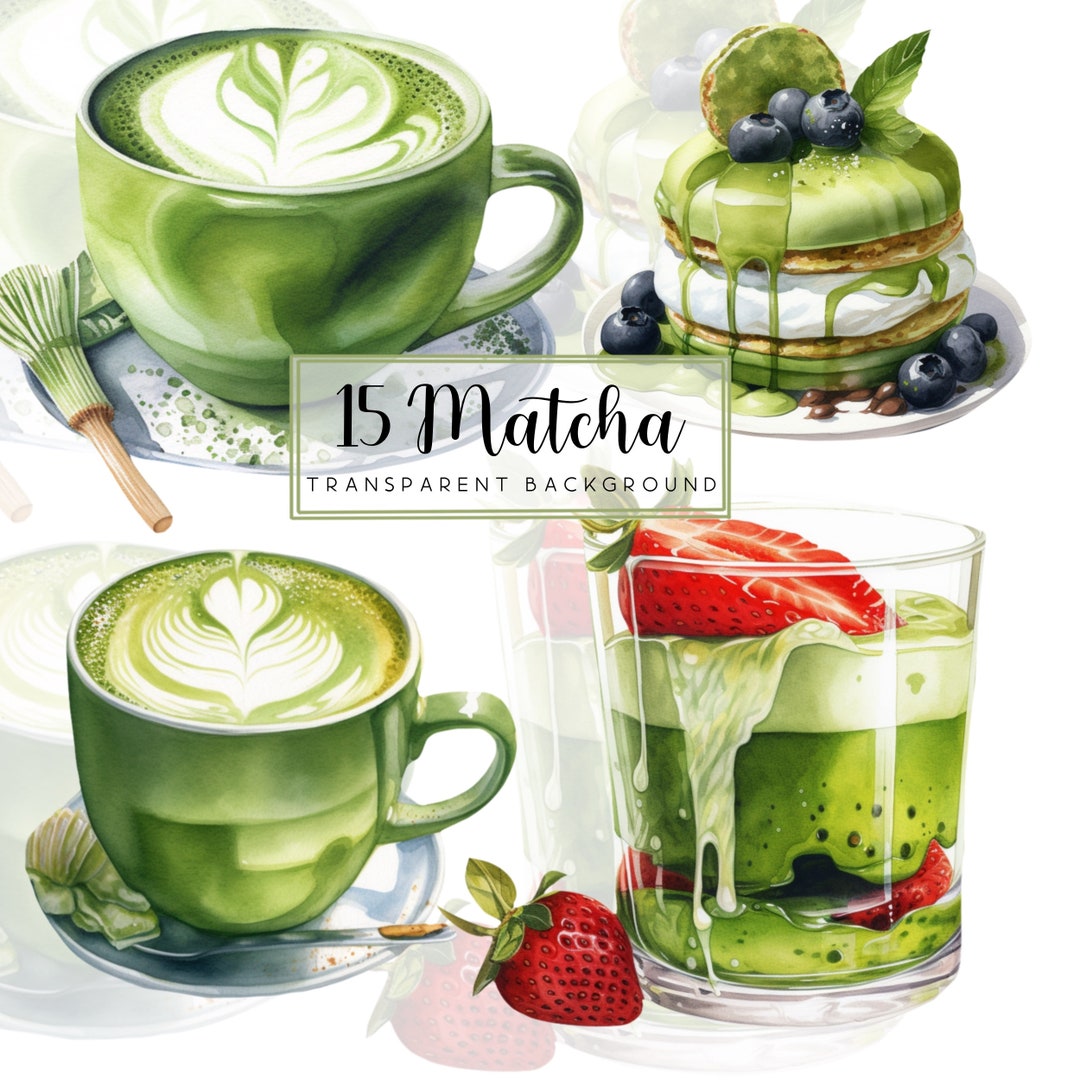 Matcha Watercolour Clipart. Green Tea Latte Drink Watercolor. Matcha ...