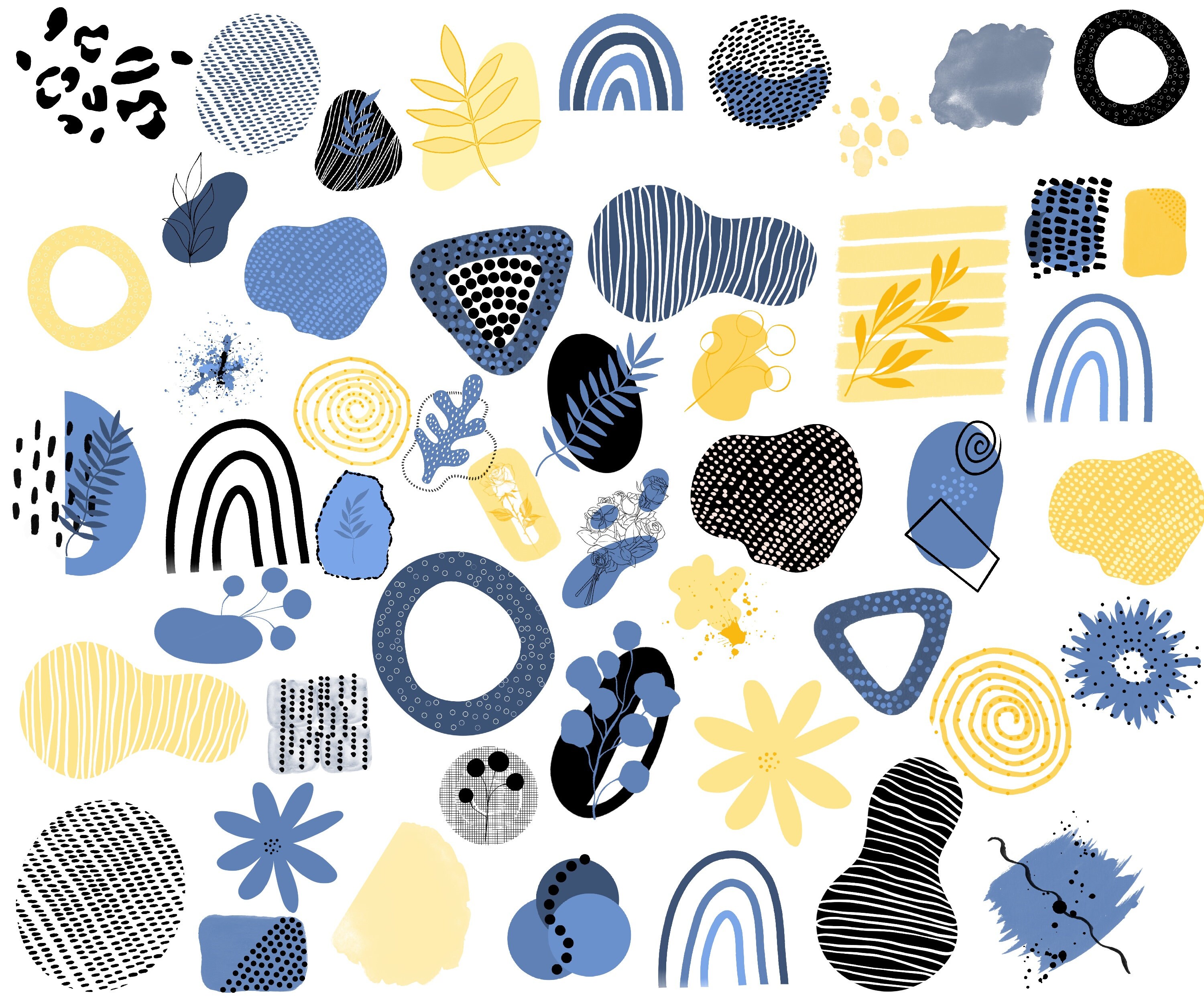 Boho Abstract Shapes Floral Abstract PNG Clipart Abstract - Etsy