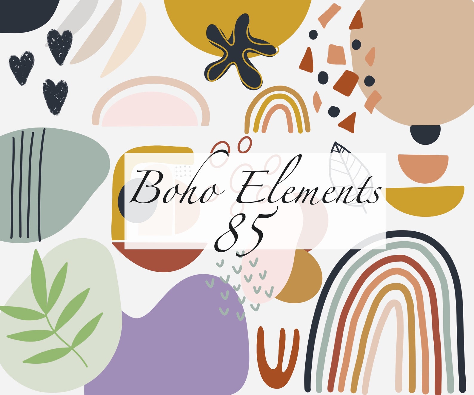 Boho Abstract Shapes, Floral Abstract PNG Clipart, Abstract Boho ...