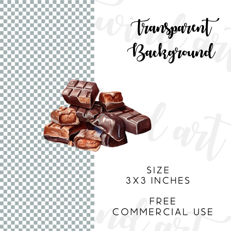 Watercolor Chocolate Clipart, Food Clipart Bundle, Chocolate Png ...