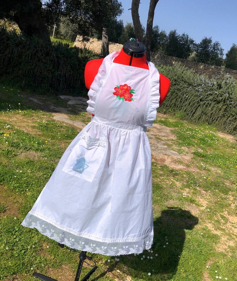 It's Tea Time: Cottagecore Apron With Embroideries 100% Cotton - Etsy