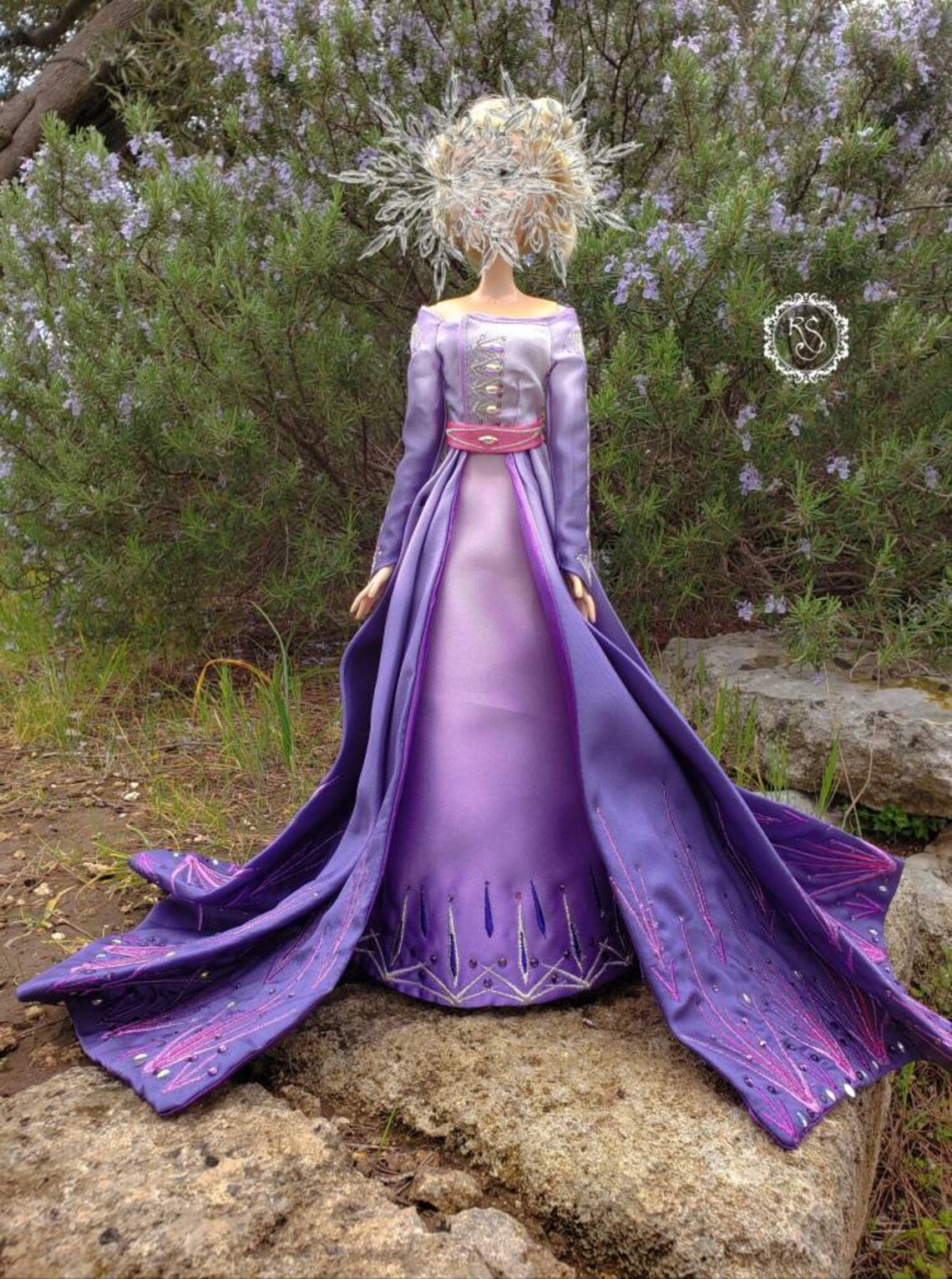 Elsa Snow Queen Saks Purple Dress Handmade for Dolls and - Etsy