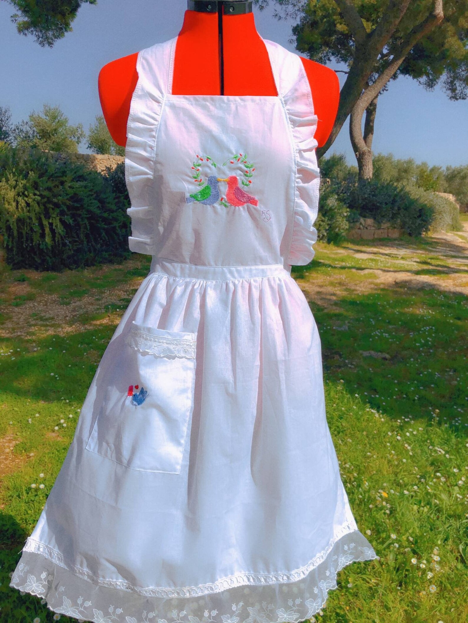 Cindy: Cottagecore Apron With Embroideries 100% Cotton, High Quality ...