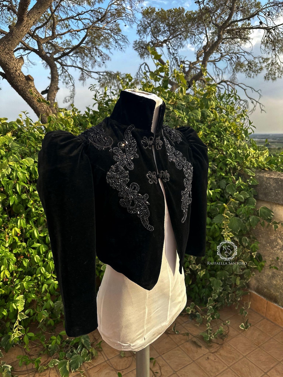 Velvet Bardcore Bolero, Glam Rock Renaissance Jacket, Beaded Cropped ...