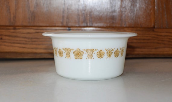 Vintage Pyrex butterfly Gold Milk Glass Butter/margarine | Etsy